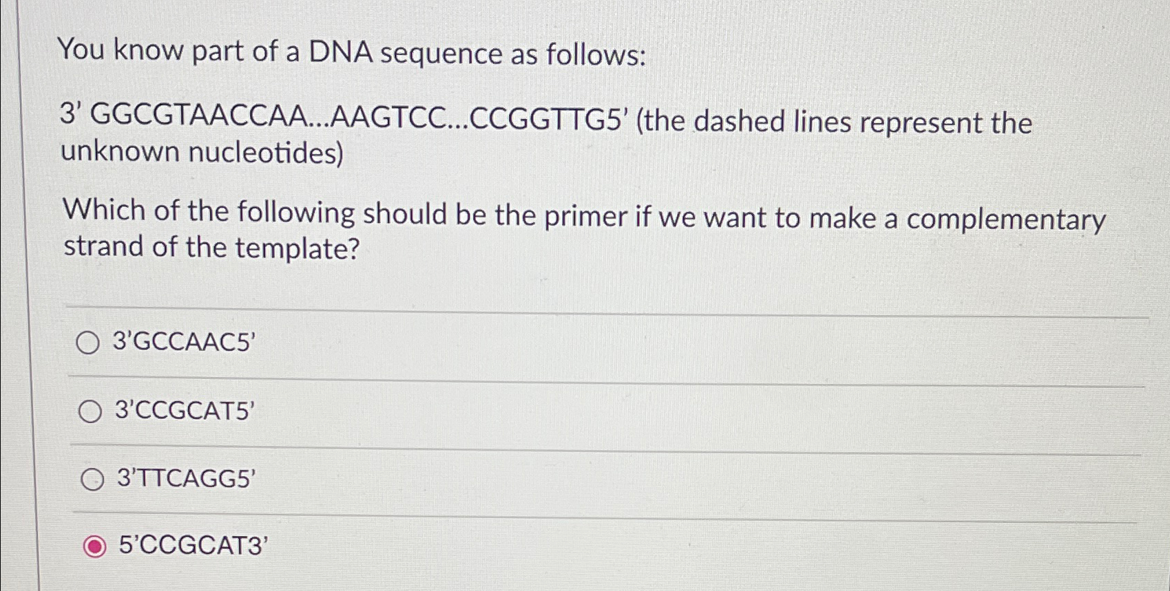 Solved You know part of a DNA sequence as follows:3' | Chegg.com