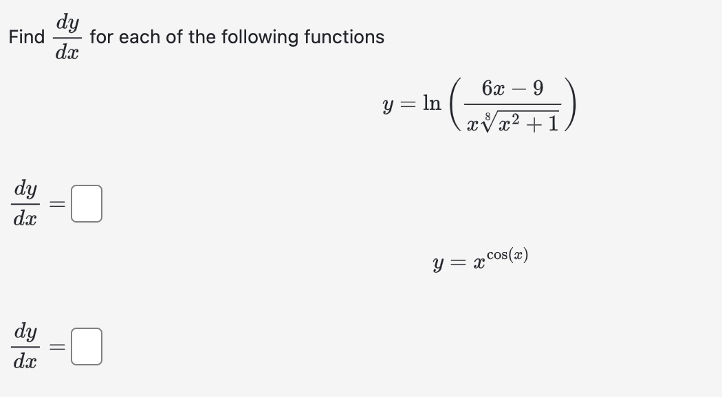 Solved Find dydx ﻿for each of the following | Chegg.com
