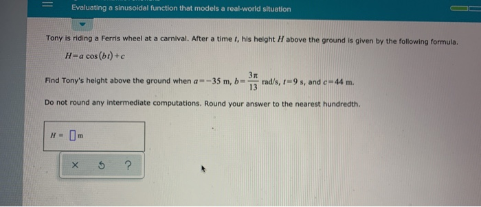 Solved Evaluating a sinusoidal function that models a | Chegg.com