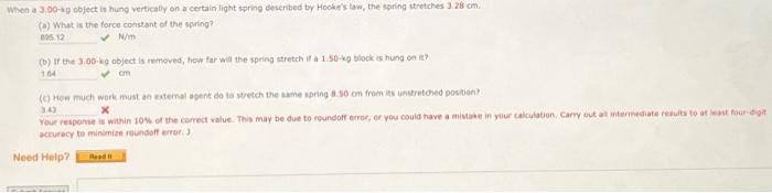 Solved When a 3.00-kg object is hung vertically on a certain | Chegg.com