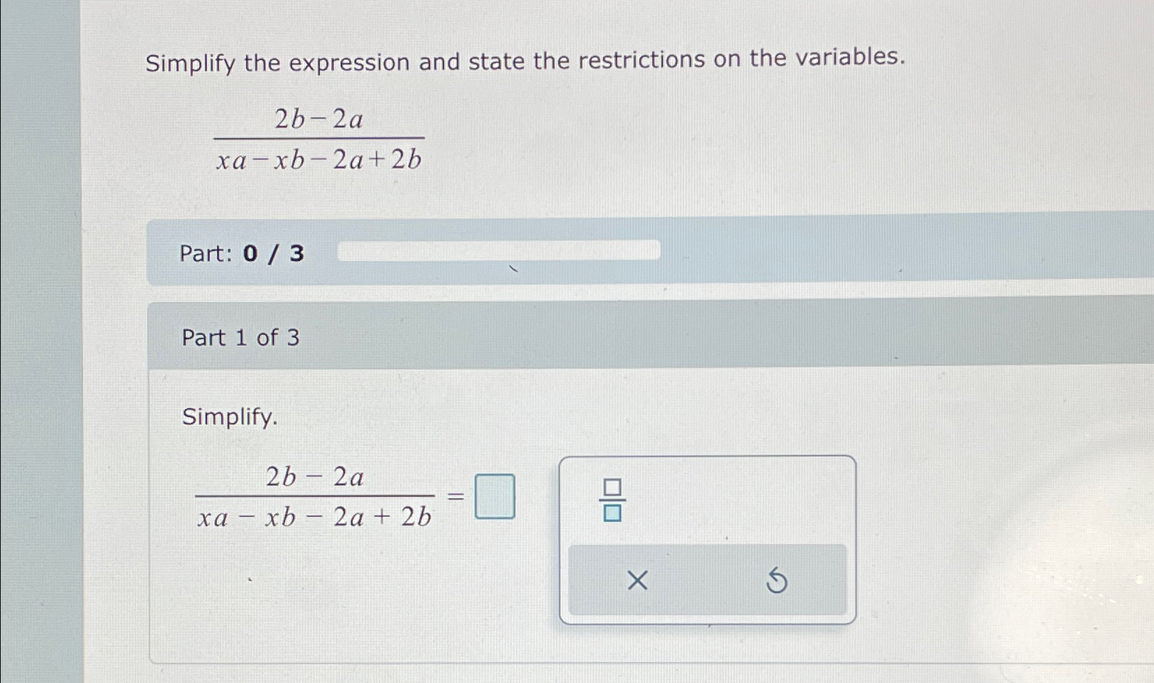 Solved Simplify the expression and state the restrictions on | Chegg.com