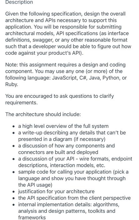 Solved Description Given the following specification, design | Chegg.com