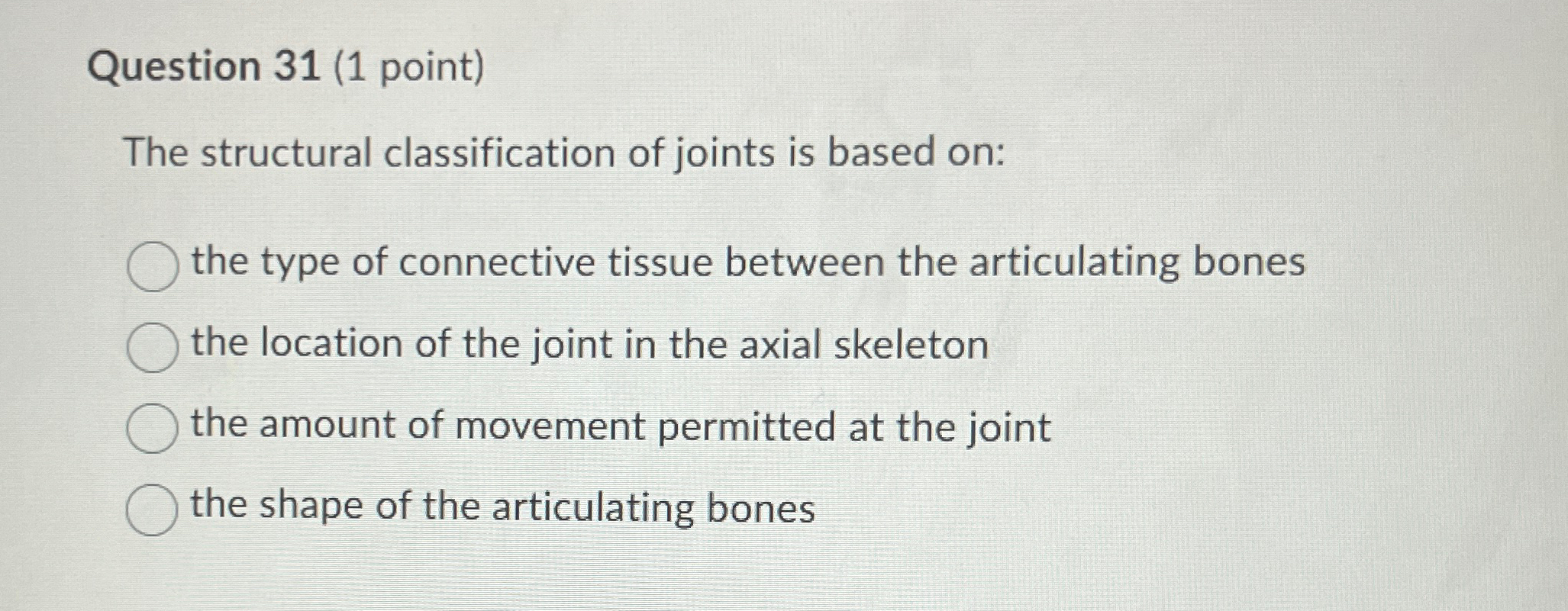 Solved Question 31 (1 ﻿point)The structural classification | Chegg.com