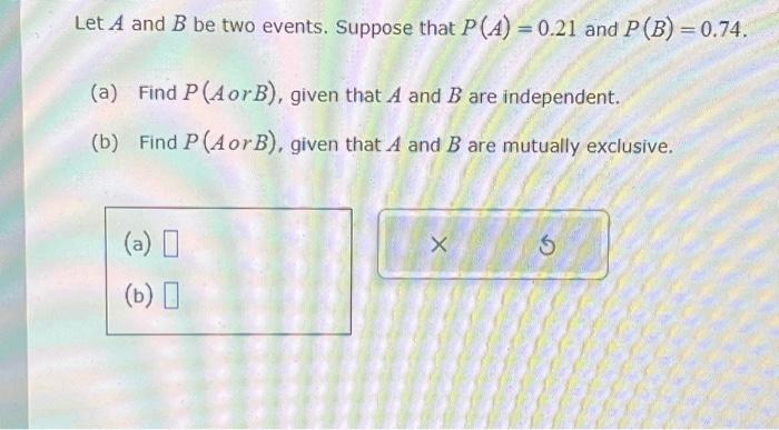 Solved Let A and B be two events. Suppose that P(A) = 0.21 | Chegg.com