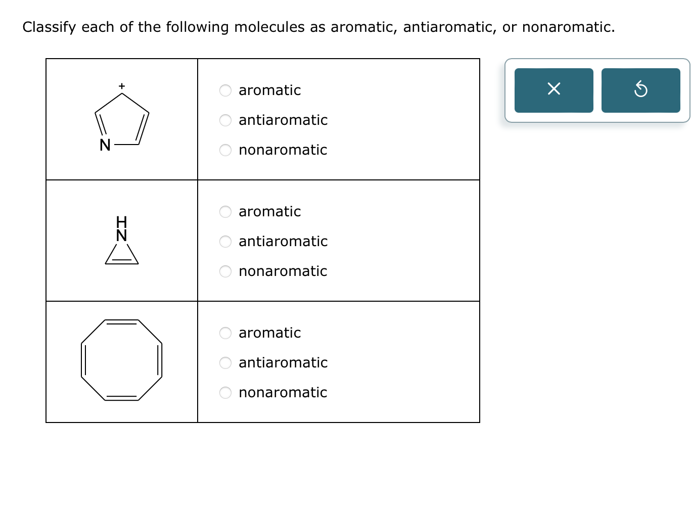 Solved Classify each of the following molecules as aromatic, | Chegg.com