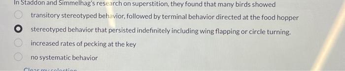 Solved transitory stereotyped behavior, followed by terminal | Chegg.com