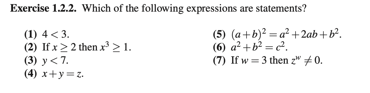 Solved Exercise 1.2.2. ﻿Which of the following expressions | Chegg.com