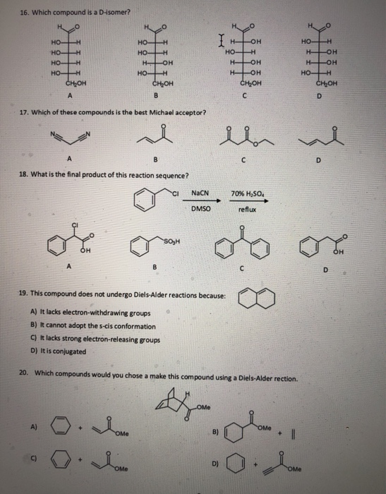 Solved 16. Which compound is a D-isomer? но- HOCH HOH но- | Chegg.com