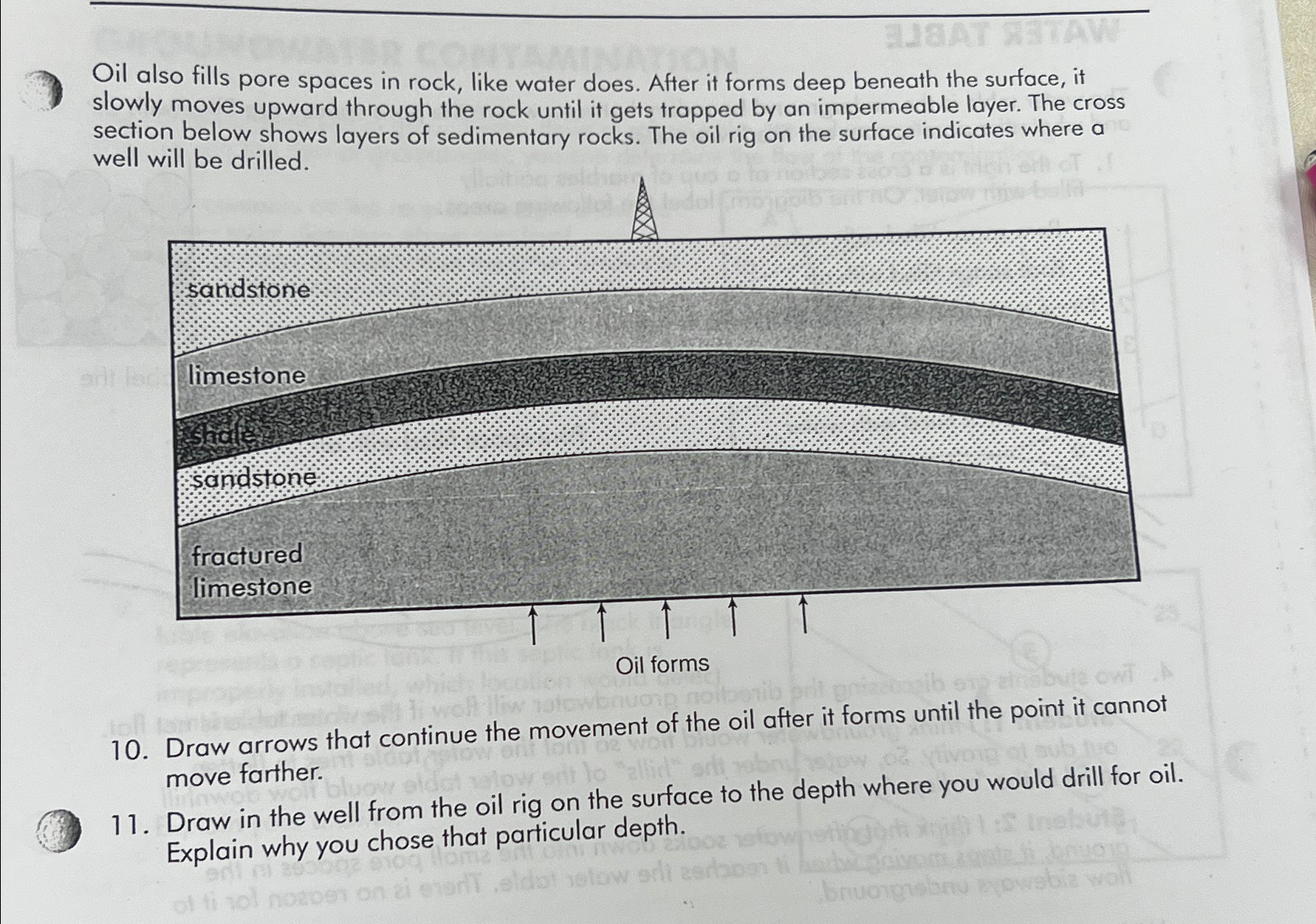 3 ﻿Oil also fills pore spaces in rock, like water | Chegg.com