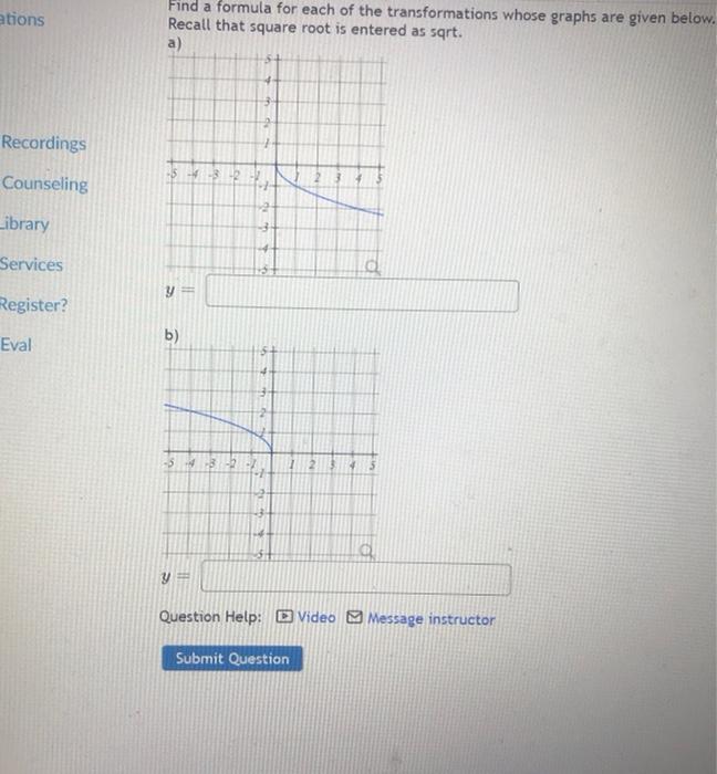 Solved The Graph Of Y Va Is Given Below Nces Rations Find 
