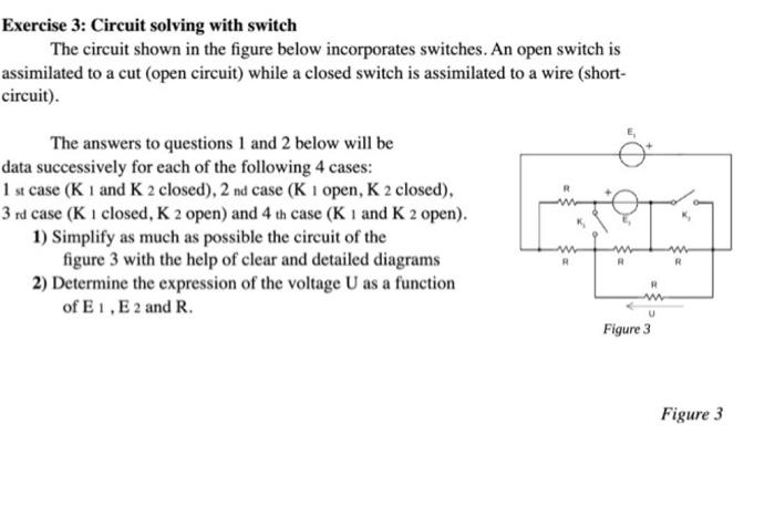 Solved Exercise 3 Circuit Solving With Switch The Circuit