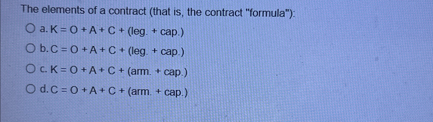 Solved The elements of a contract (that is, ﻿the contract | Chegg.com