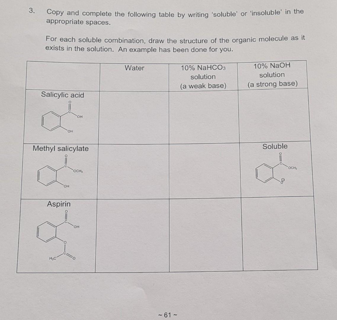 Solved 3. Copy and complete the following table by writing | Chegg.com