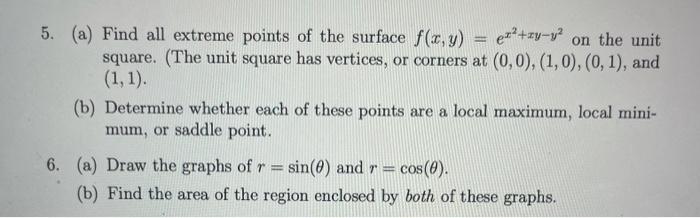 Solved 5. (a) Find all extreme points of the surface f(x,y) | Chegg.com