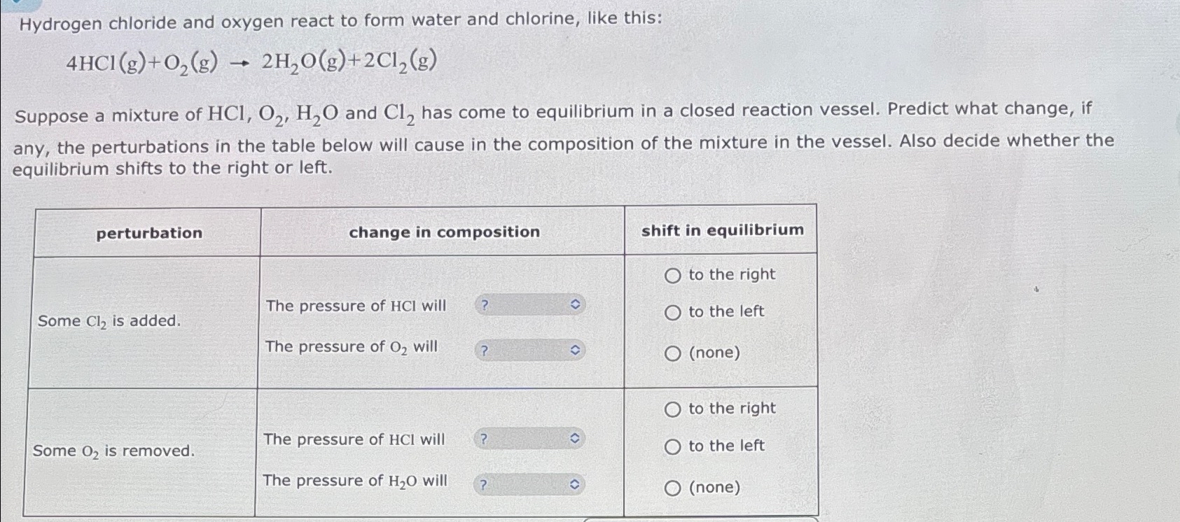 Solved Hydrogen chloride and oxygen react to form water and | Chegg.com