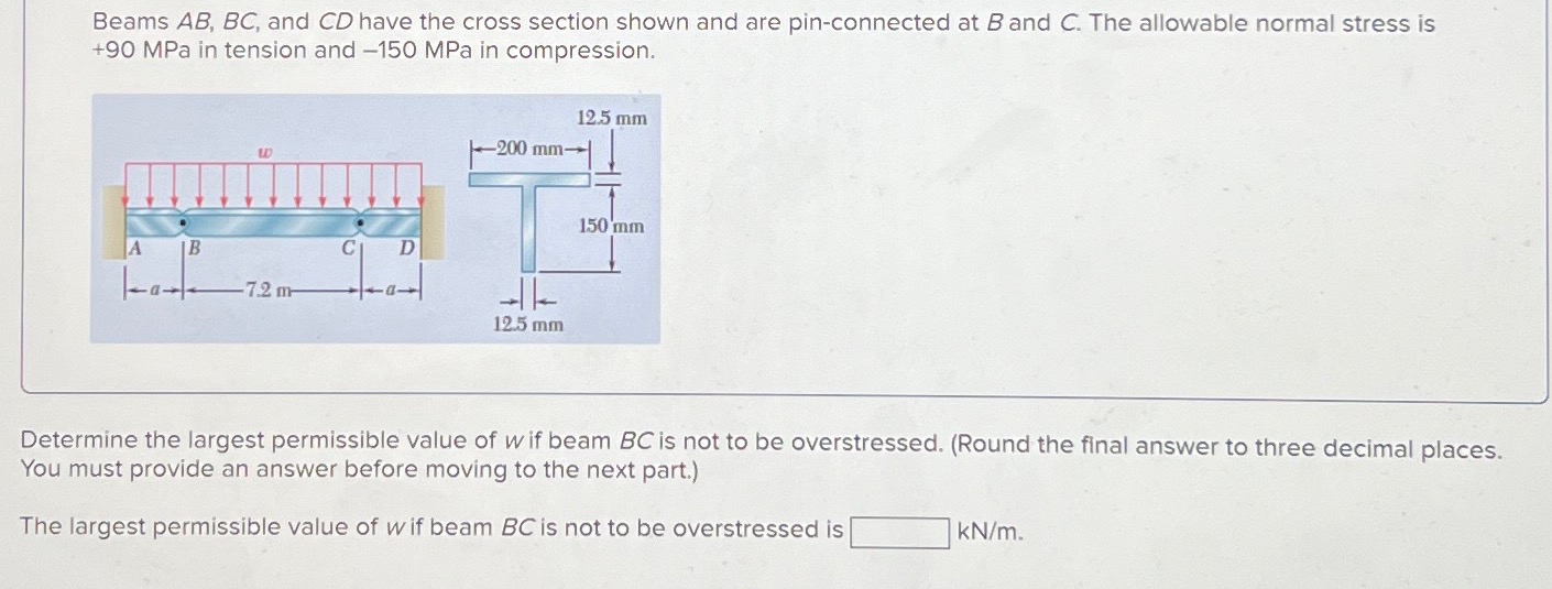 Solved Beams AB,BC, ﻿and CD ﻿have the cross section shown | Chegg.com
