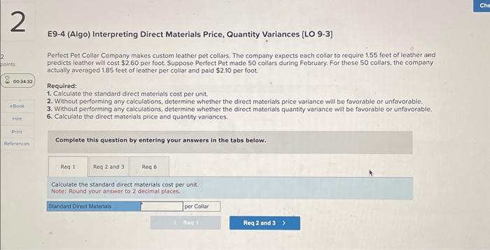 Solved № 2 points 00:35:36) eBook Hint Print References E9-4 | Chegg.com
