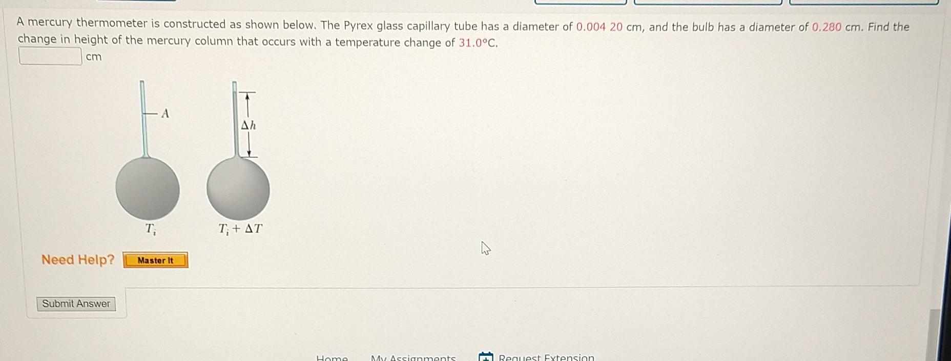 Solved A mercury thermometer is constructed as shown below. | Chegg.com