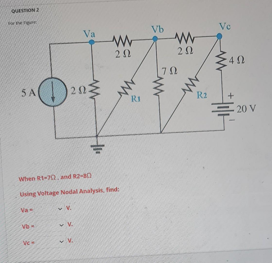 Solved When R1=7Ω, and R2=8Ω Using Voltage Nodal Analysis, | Chegg.com