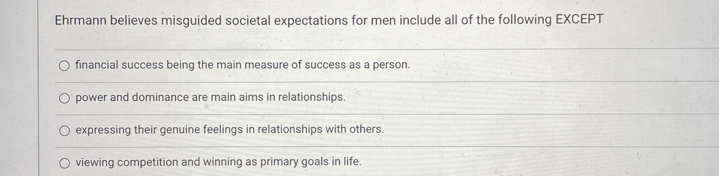 Solved Ehrmann believes misguided societal expectations for | Chegg.com