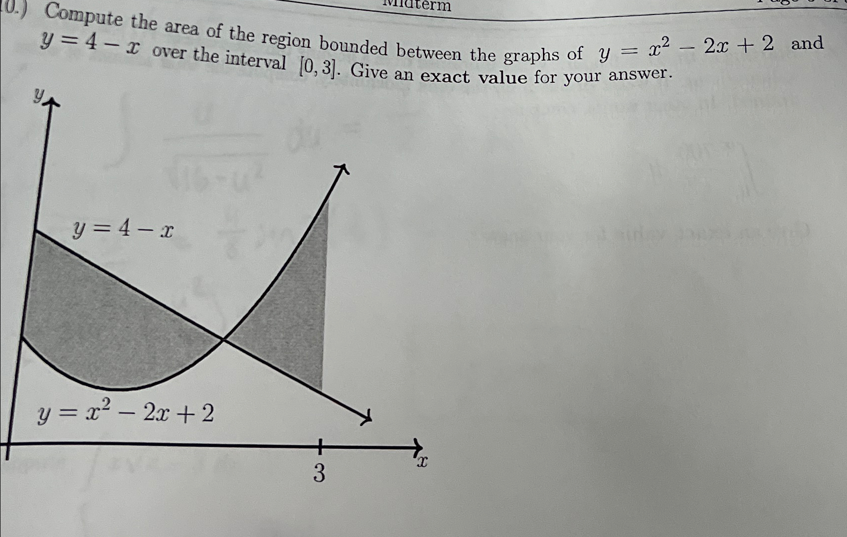Solved 10.) ﻿Compute the area of the region bounded between | Chegg.com