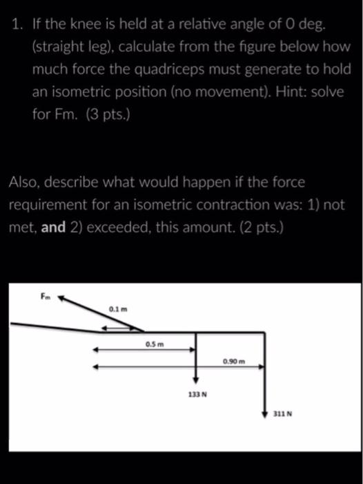 Solved 1. If the knee is held at a relative angle of 0 deg. | Chegg.com