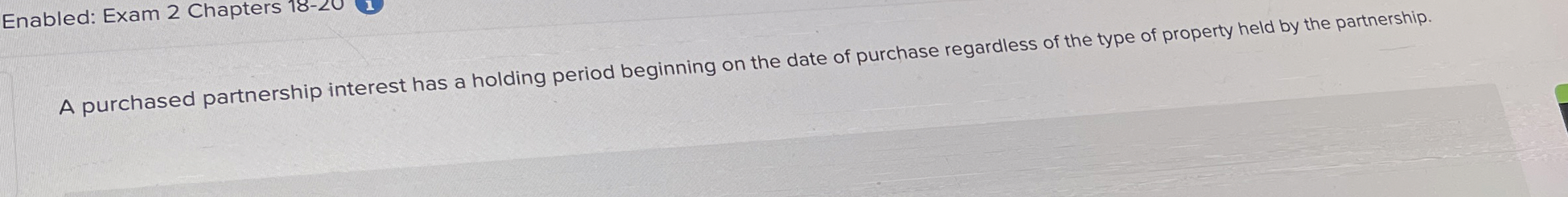 Solved Enabled: Exam 2 ﻿Chapters 1A purchased partnership | Chegg.com