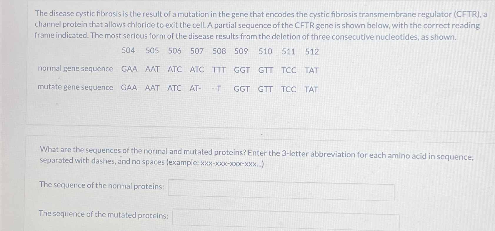 Solved The disease cystic fibrosis is the result of a | Chegg.com