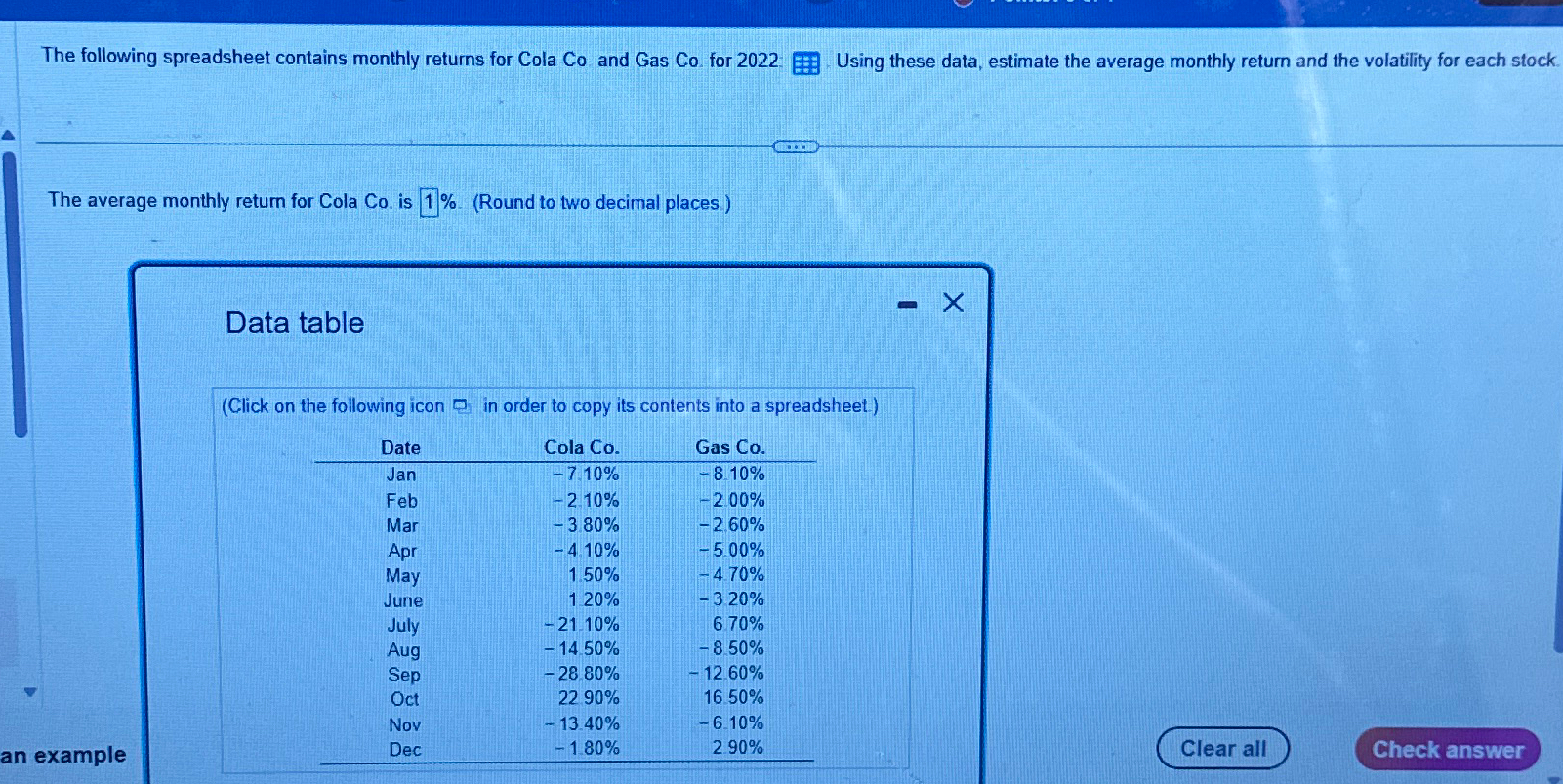 Solved Calculate the average monthly return and volatility | Chegg.com