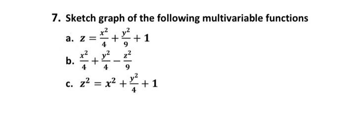 Solved + 7. Sketch graph of the following multivariable | Chegg.com