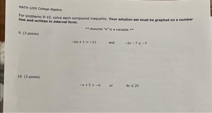 Solved For problems 9-10, solve each compound inequality. | Chegg.com