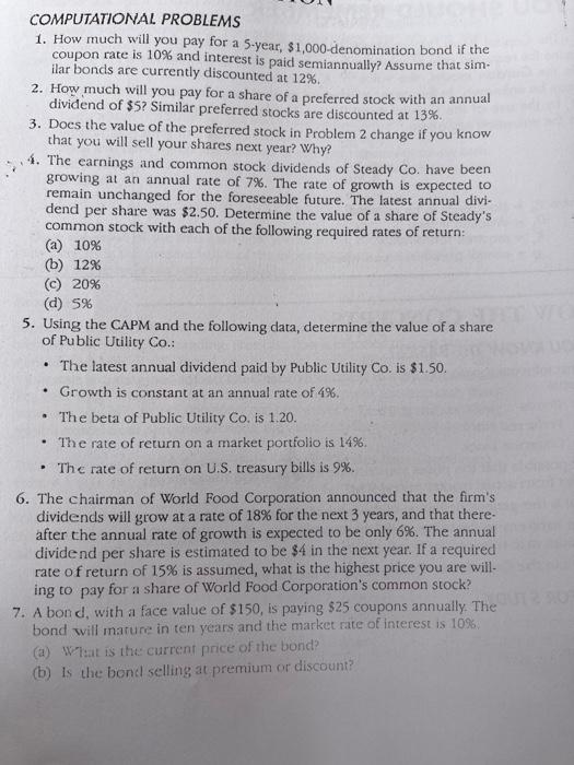 Solved ANSWERS 135 1) $25 (PVIFA of 10%,10 years) | Chegg.com