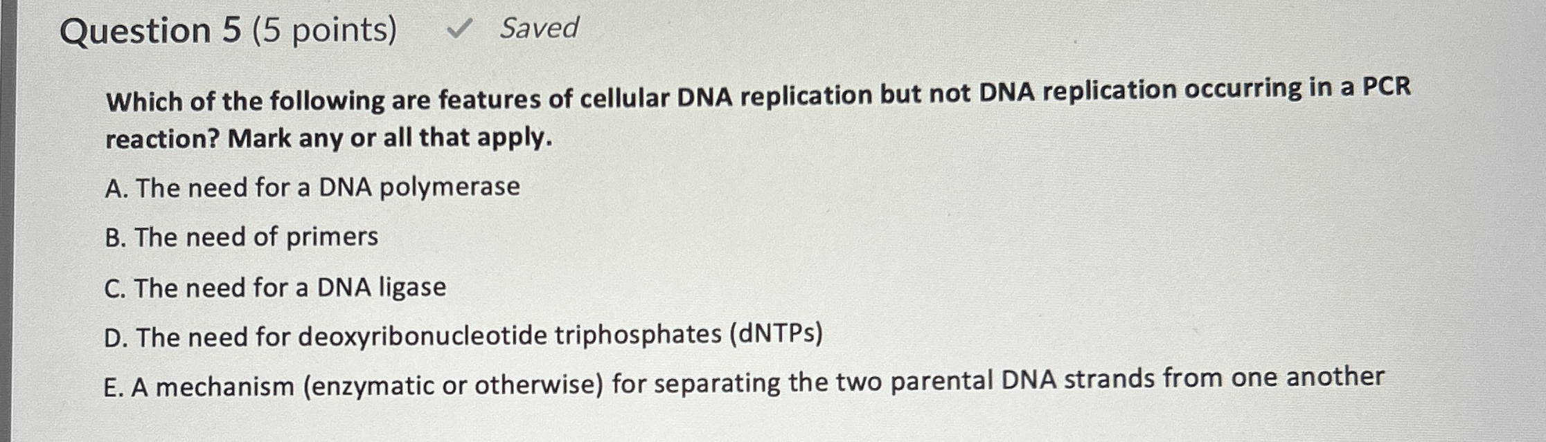 Solved Question 5 (5 ﻿points)SavedWhich of the following are | Chegg.com
