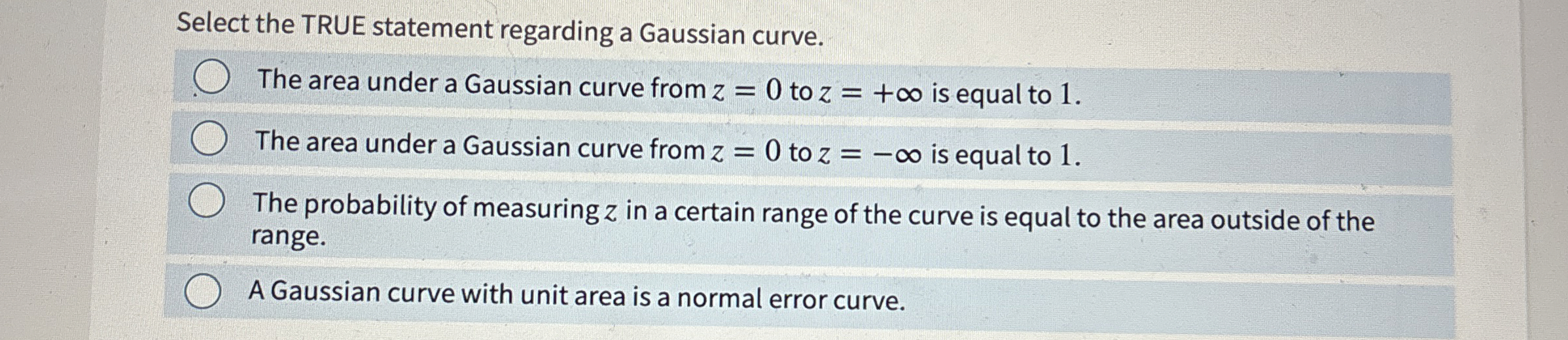 Solved Select the TRUE statement regarding a Gaussian | Chegg.com