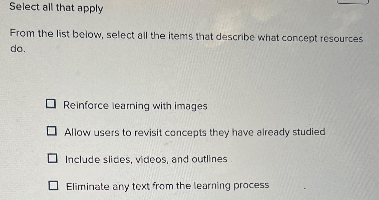 Solved Select all that applyFrom the list below, select all | Chegg.com