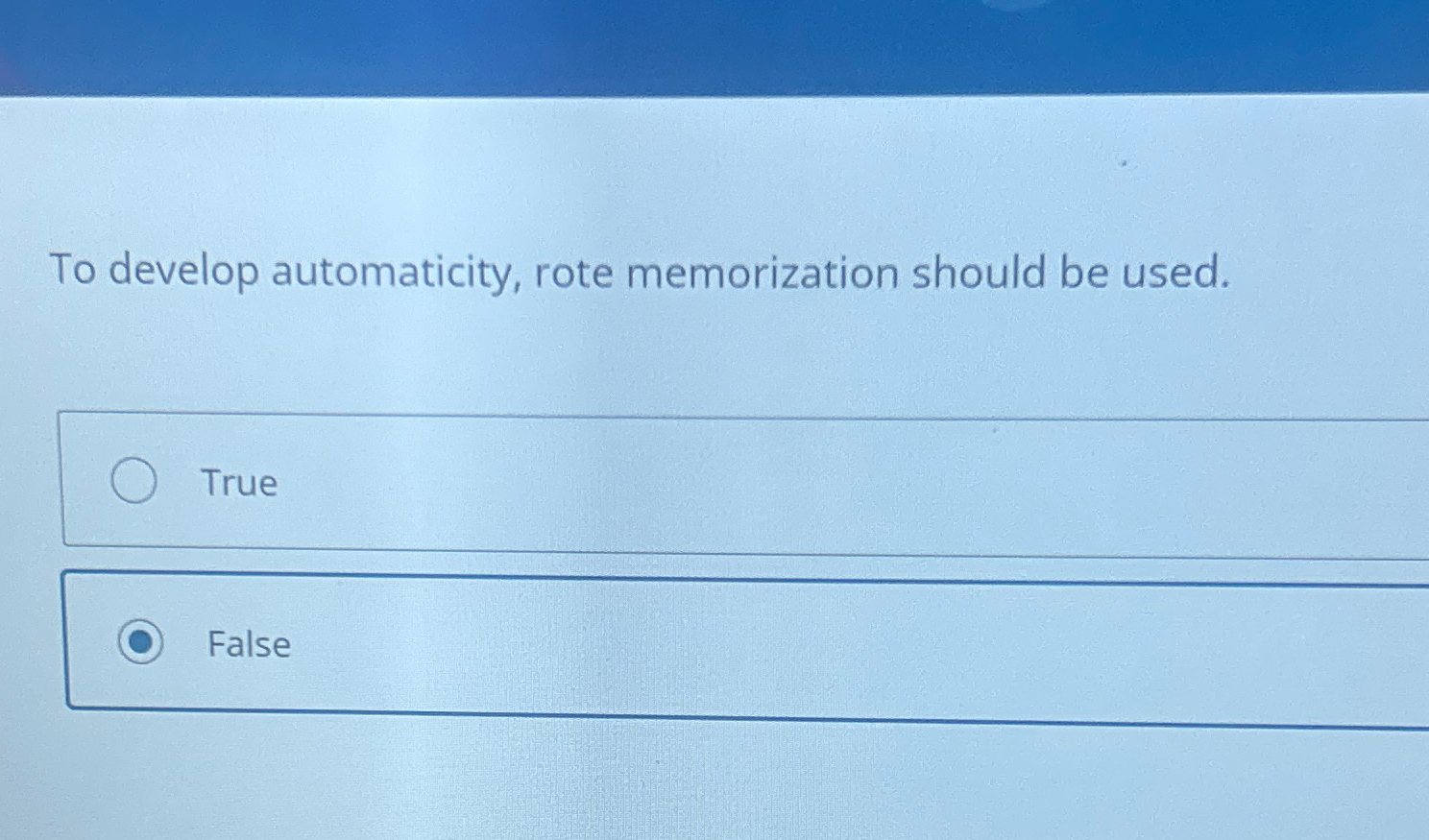 Solved To develop automaticity, rote memorization should be | Chegg.com