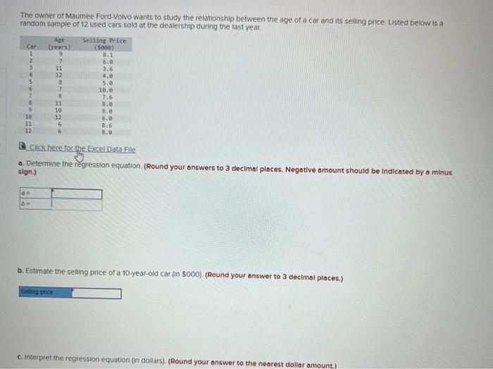 Solved [ Click here for the Excel Data Flle a. Determine the | Chegg.com
