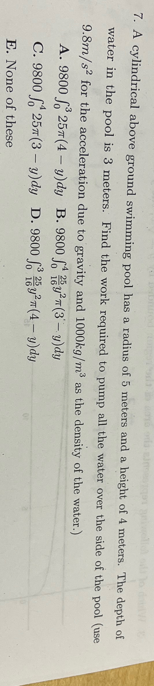 Solved A cylindrical above ground swimming pool has a radius | Chegg.com