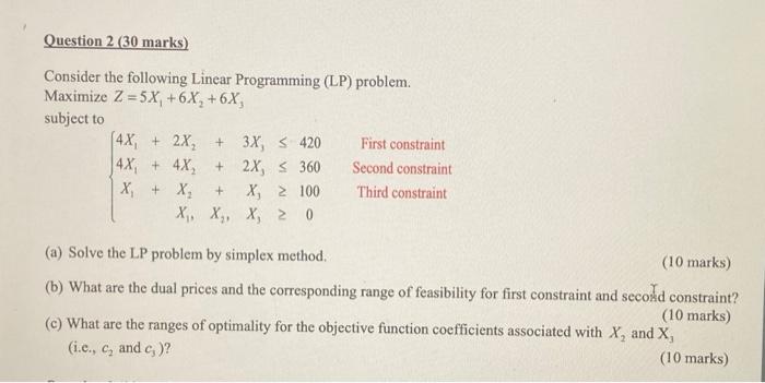 Solved Consider the following Linear Programming (LP) | Chegg.com