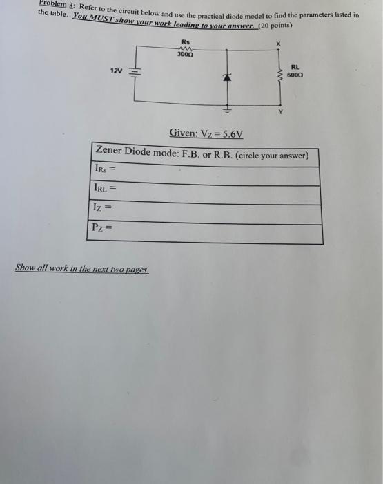 Solved Problem 3: Refer to the circuit below and use the | Chegg.com