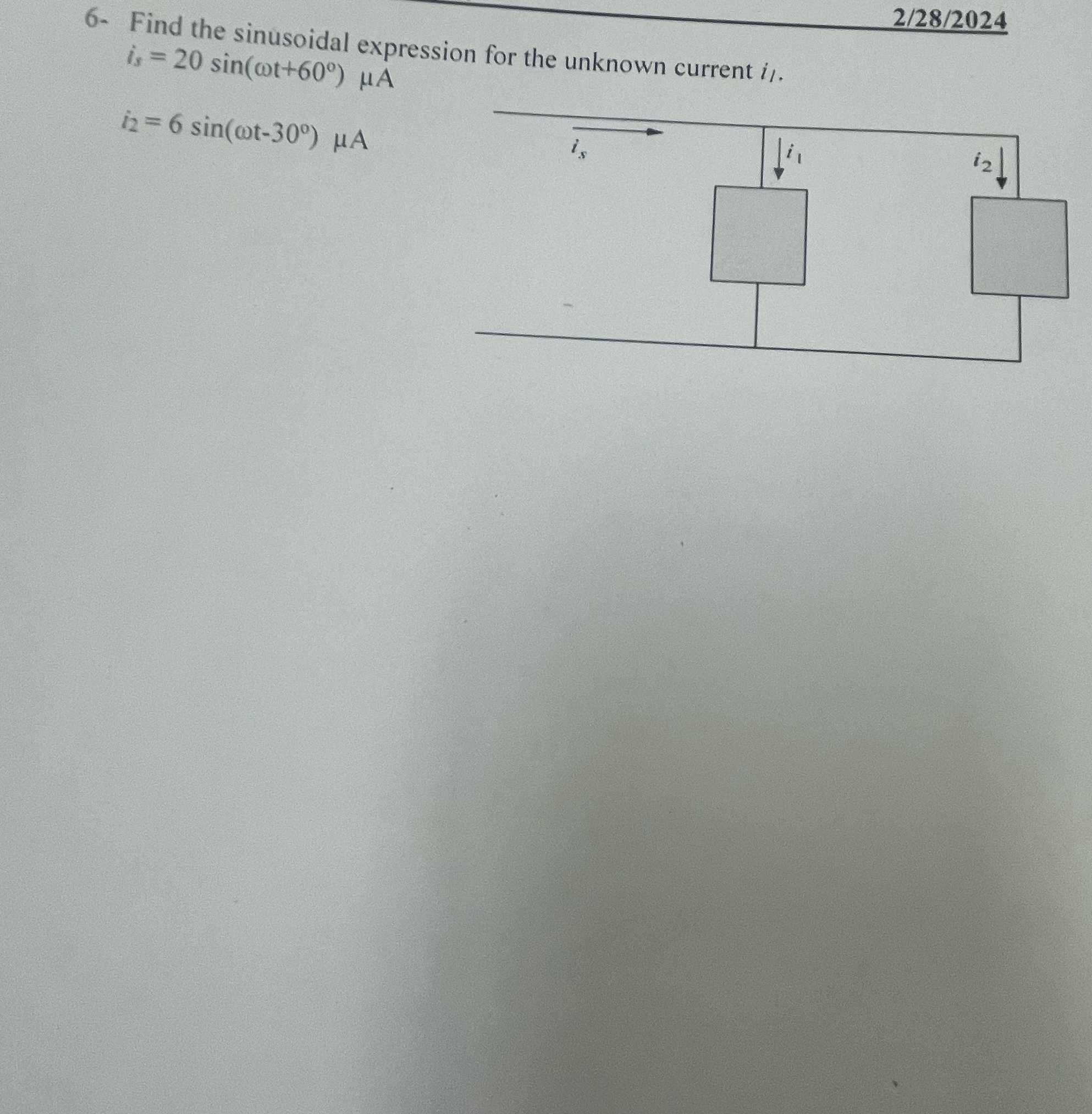 Solved Find the sinusoidal expression for the unknown | Chegg.com