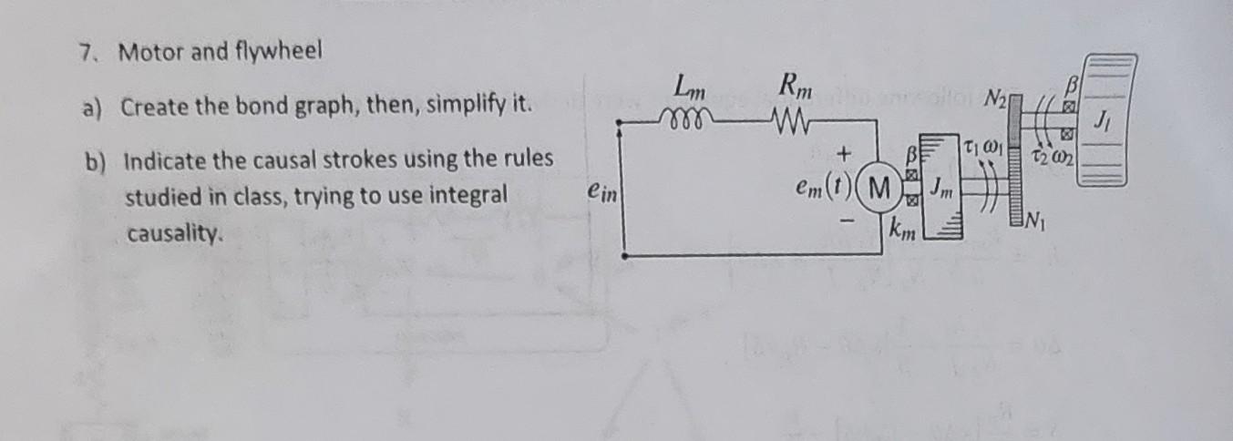 Solved 7. Motor and flywheel a) Create the bond graph, then, | Chegg.com