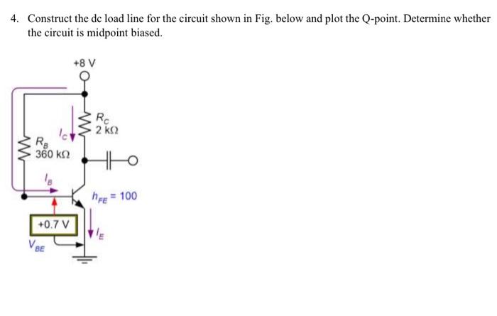Solved 4. Construct the dc load line for the circuit shown | Chegg.com