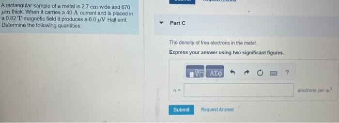 Solved A rectangular sample of a metal is 2.7 cm wide and | Chegg.com