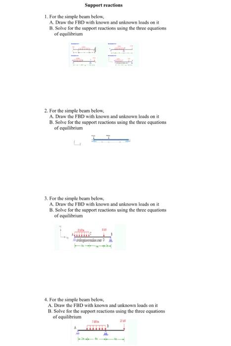 Solved 1. For the simple beam below. A. Draw the FBD with | Chegg.com