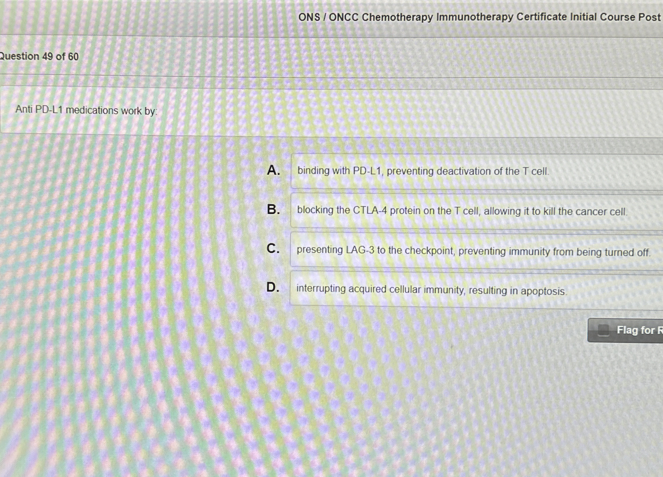 Solved ONS / ﻿ONCC Chemotherapy Immunotherapy Certificate | Chegg.com