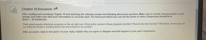 Chapter 10 Discussion A After reading and | Chegg.com