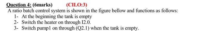 Solved Question 4: (6marks) (CILO:3) A ratio batch control | Chegg.com