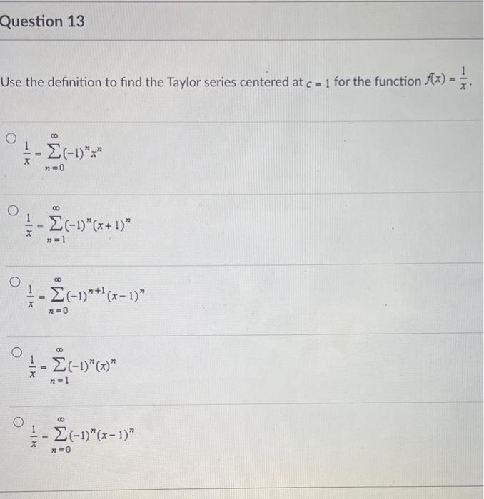 Solved Use the definition to find the Taylor series centered | Chegg.com