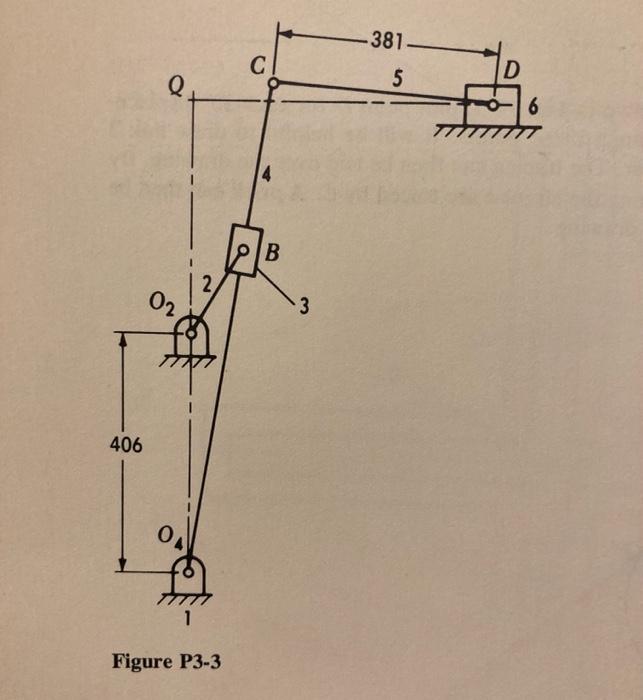 Solved 3-3 Design a crank-shaper mechanism (Fig. P3-3) that | Chegg.com